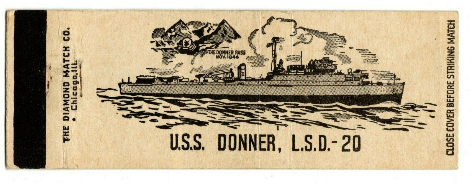 USS DONNER LSD-20 military matchcover matchbook - US NAVY DOCK LANDING ...