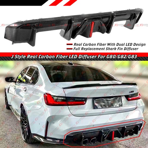 For 21-26 BMW G80 M3 G82 G83 M4 J Style Carbon Fiber Rear Diffuser W ...