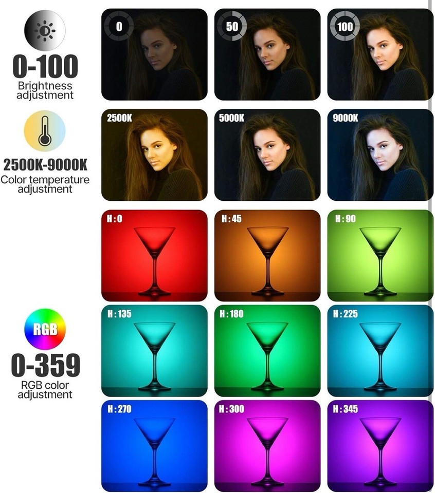 VL49 RGB Video Lights - Dimmable 2500K-9000K LED Camera Light with ...
