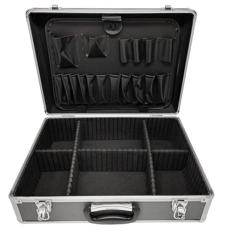 Large Grey Flight Storage Case Electricians Tool Box Organiser Secure ...
