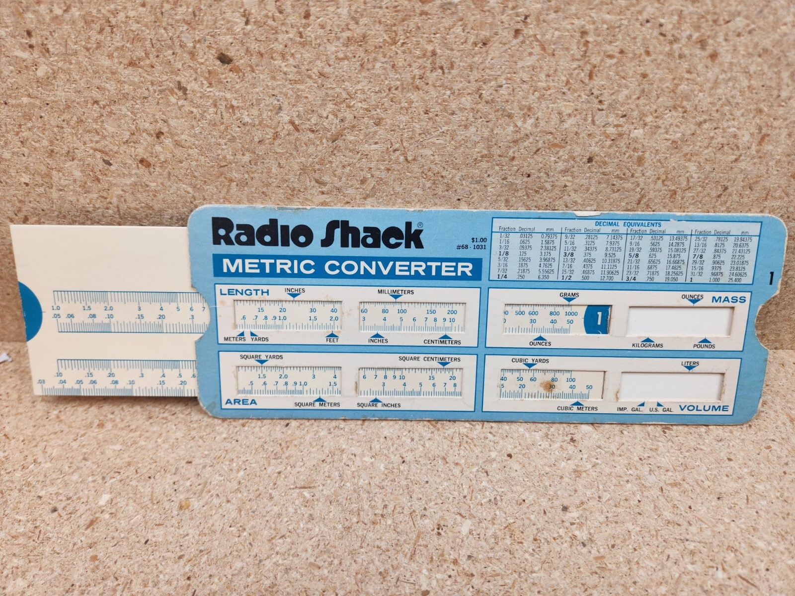 VINTAGE RADIO SHACK 68-1031 METRIC/ENGLISH UNITS CONVERTER SLIDE RULE ...