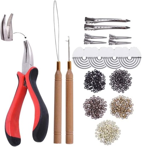 Hair Extensions Kit: I-tip Hair Pliers, Micro Pulling Needle, Loop ...