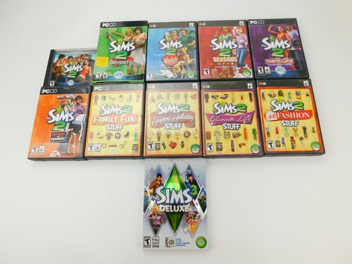Lot of 12 The Sims 2 PC CD Game + Expansion Packs Collection +Sims 3 w ...