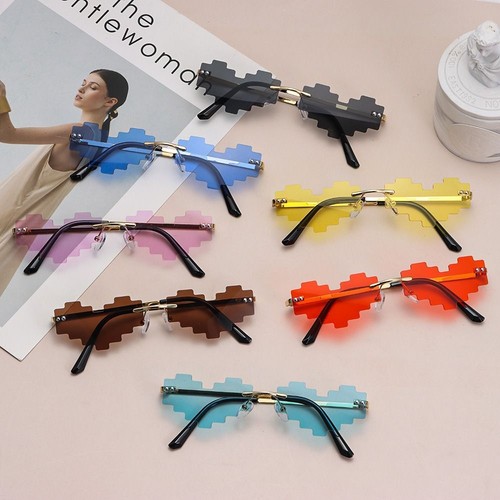 Party Pixelated Mosaic Glasses Heart Glasses Gamer Robot Sunglasses ...