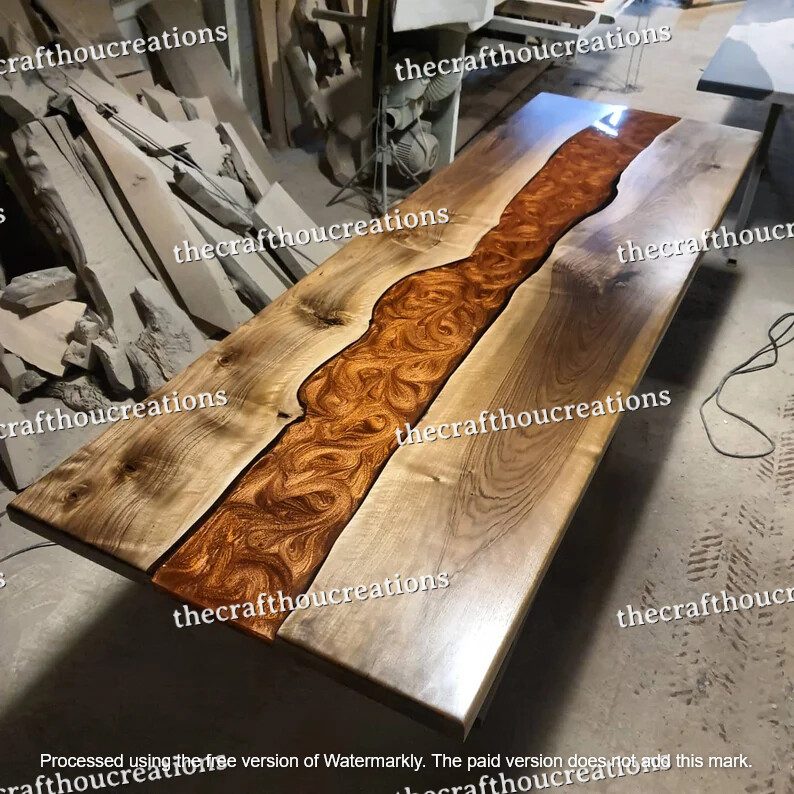 "Modern Brown Epoxy Resin Meeting Table Top – Office Centerpiece ...