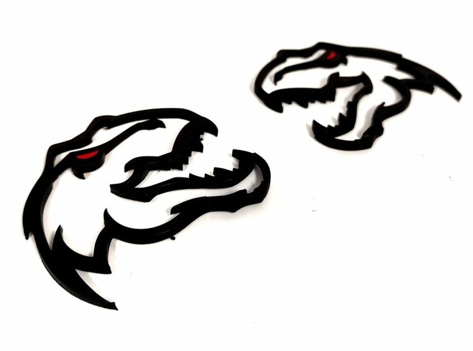 T-Rex Emblems for TRX Ram 1500 Fender Badge Hellcat Style Head Red Trex ...