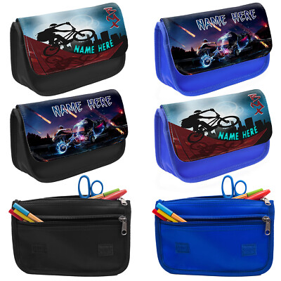 Personalised Pencil Case Boys BMX Stationary School Bag Kids Childrens ...