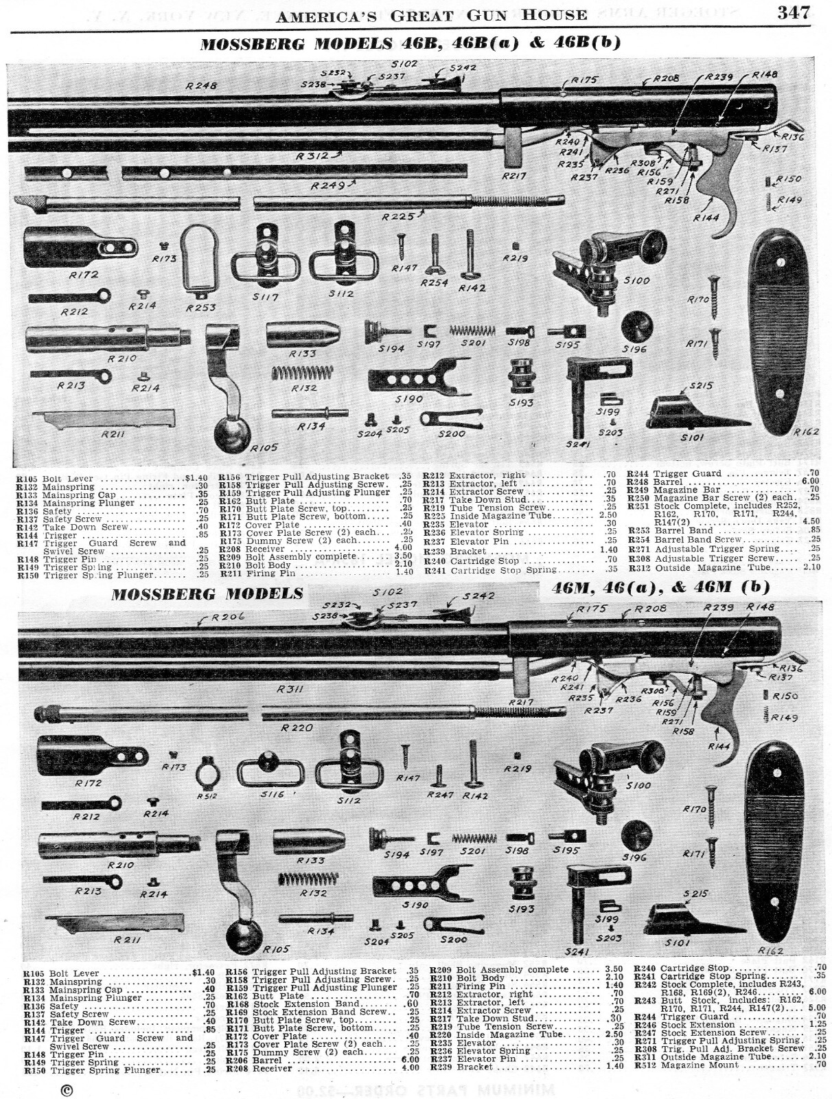 1952 Print Ad of Mossberg Model 46B 46M a-b Rifle Parts List | eBay
