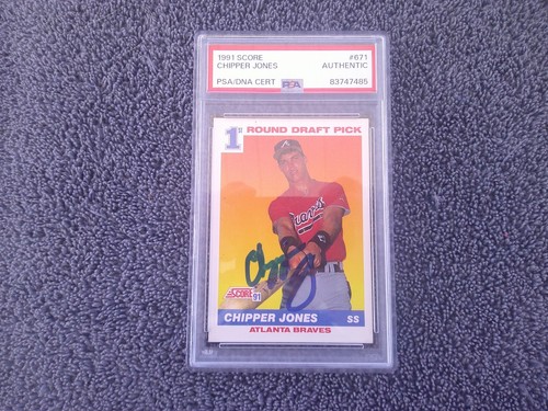 CHIPPER JONES SIGNED 1991 SCORE ROOKIE CARD #671 ATLANTA BRAVES PSA/DNA ...