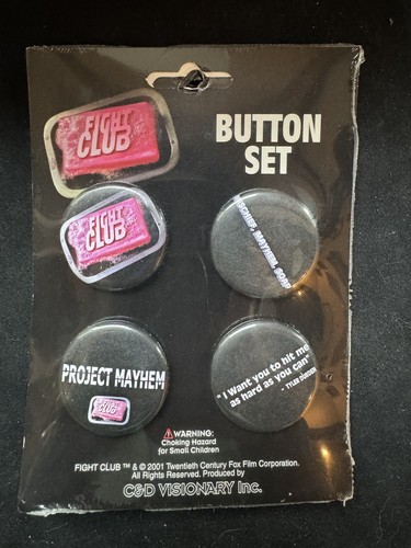 Fight Club Pin Back Button Badge Brad Pitt Tyler Durden NEW SEALED ...