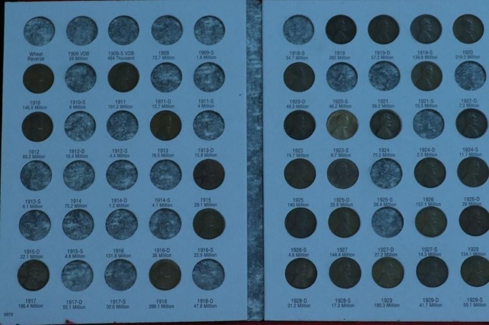 Lincoln Wheat Cent Collection in Harris Book No. 1 - 52 Coins 1910-1940 ...