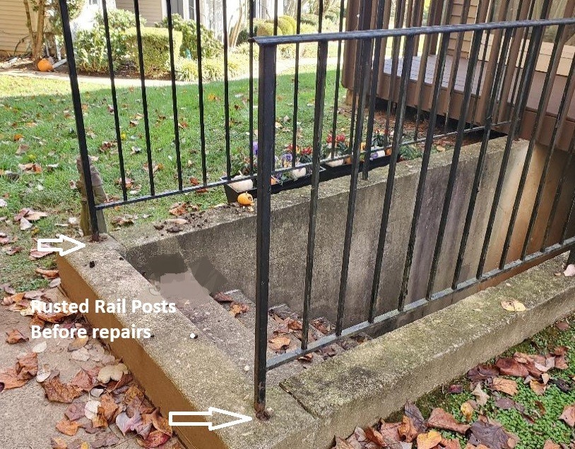 1" Rail Post 4" Repair Base Broken 1" POSTs slip Fit IN NO weld Powder ...