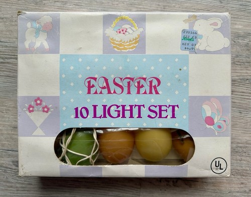 10 Vintage Pastel Easter Eggs Plastic Blow Mold String Lights Set White Cord | eBay