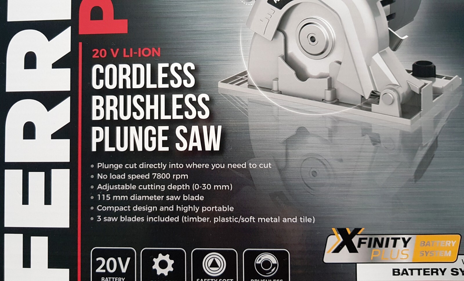 PLUNGE SAW. Ferrex Pro. 20V Xfinity+ Cordless-Brushless motor. New ...
