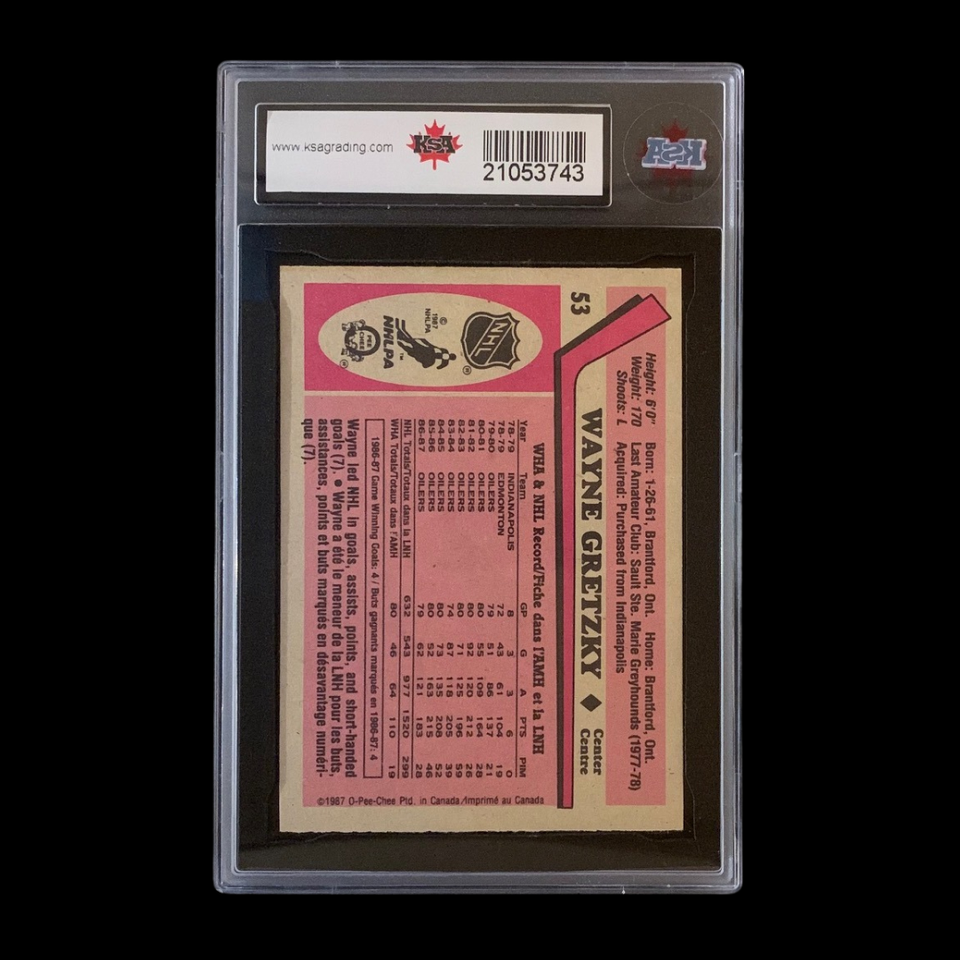 1987-88 O-Pee-Chee WAYNE GRETZKY Vintage Hockey Card #53 - KSA 9.5 NGM ...