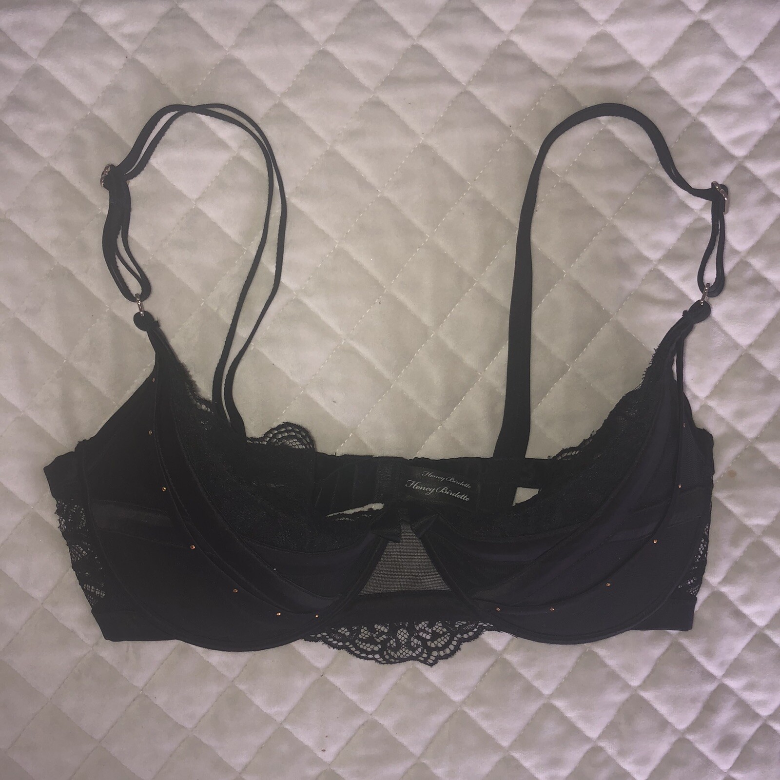 Honey Birdette Luna Black Bra Size 14dd/36dd/80dd Per… - Gem