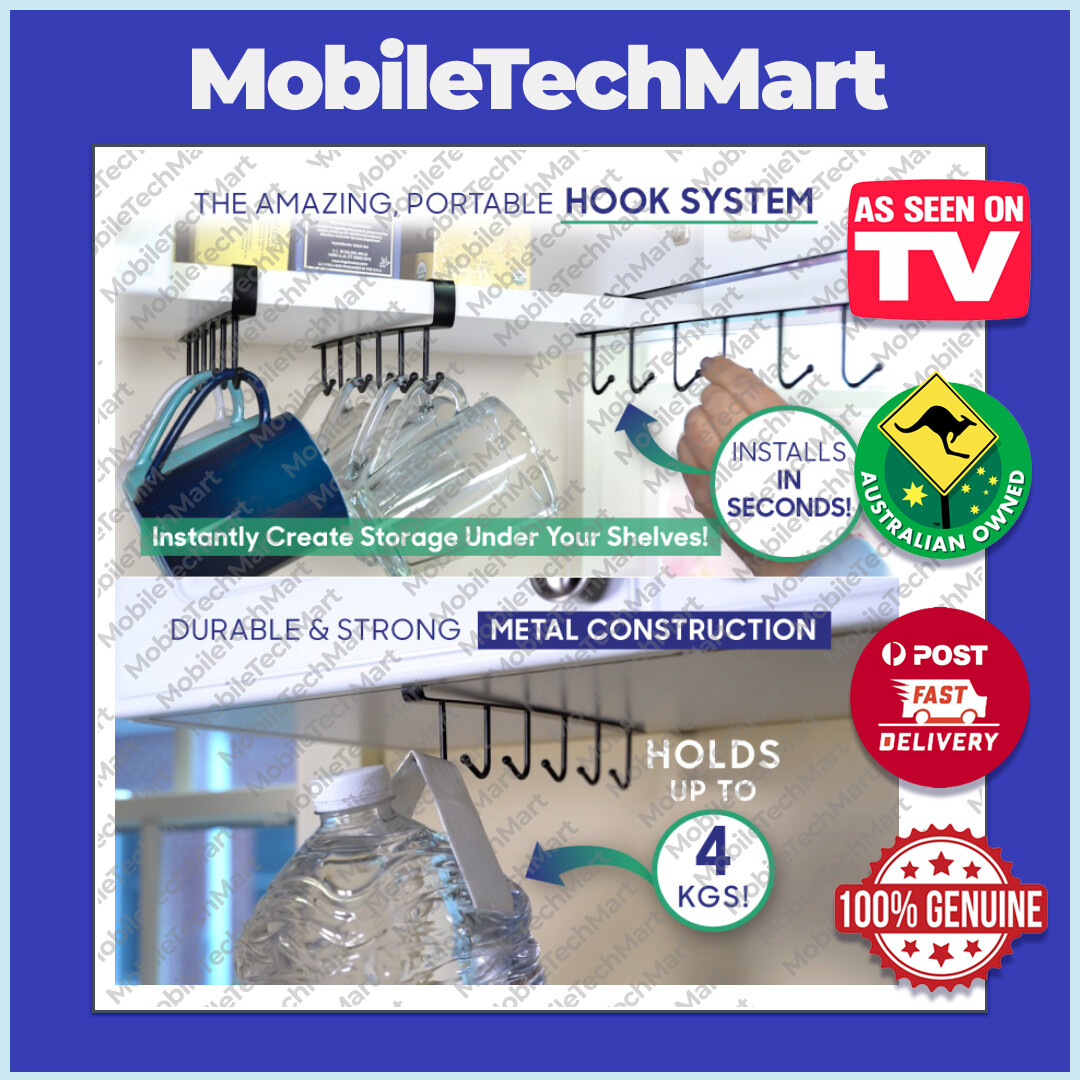 Nook Hooks AS SEEN ON TV Portable Hook System Storage Under Shelves ...