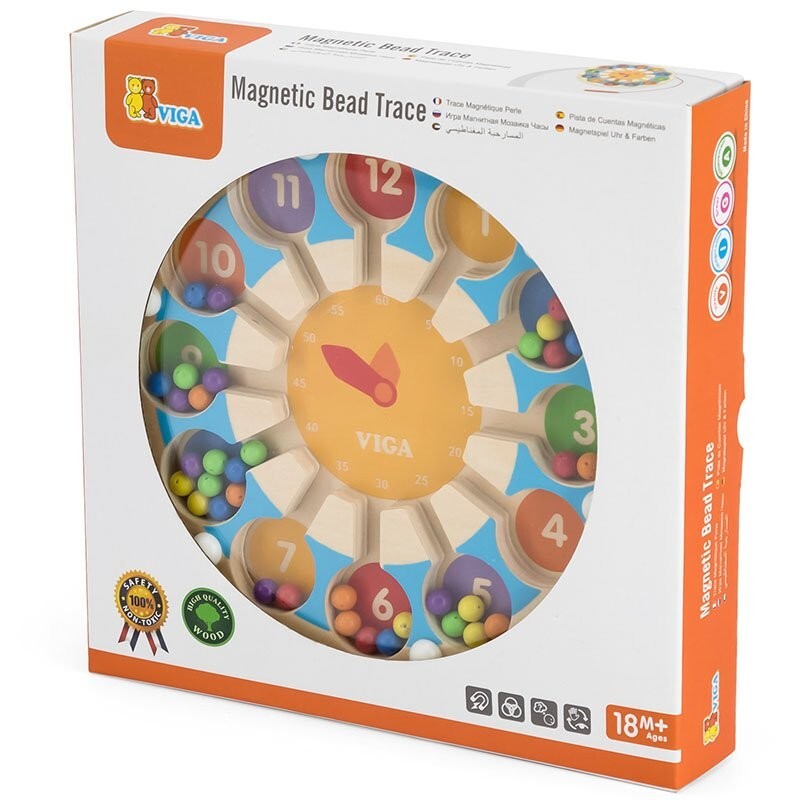 Viga Magnetic Wand Bead Trace – Clock Sensory Activity Game Wooden ...