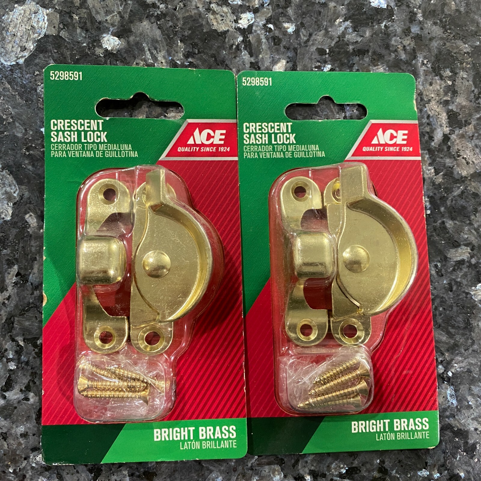 Ace Crescent Sash Lock Bright Brass Finish 5298591 Lot of 2 - NEW | eBay