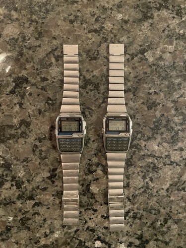 Vintage CASIO Databank 150 Digital Calculator Watch LOT BOTH ORIGINAL ...