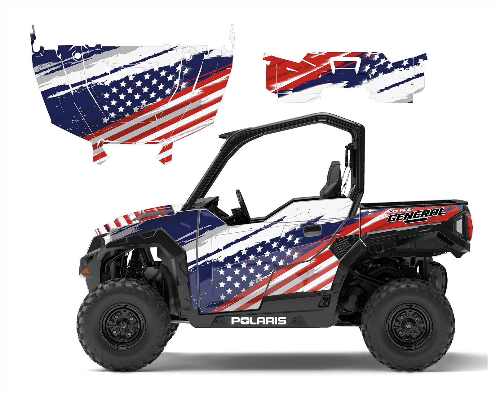 Polaris General 1000 graphics custom wrap kit 24 mil Speeding American ...