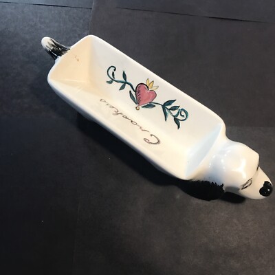 Vintage ceramic dog dachshund tray Cracker serving dish With Heart ...