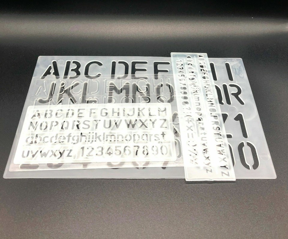 4 Pc Stencil Set Assorted Small & Large size Alphabet Letters and ...