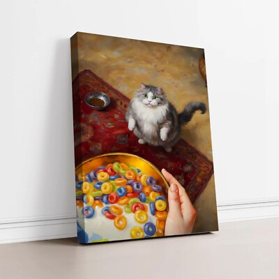 Fat Cat Begs for Cereal, Meme Art In Renaissance Painting Poster or ...