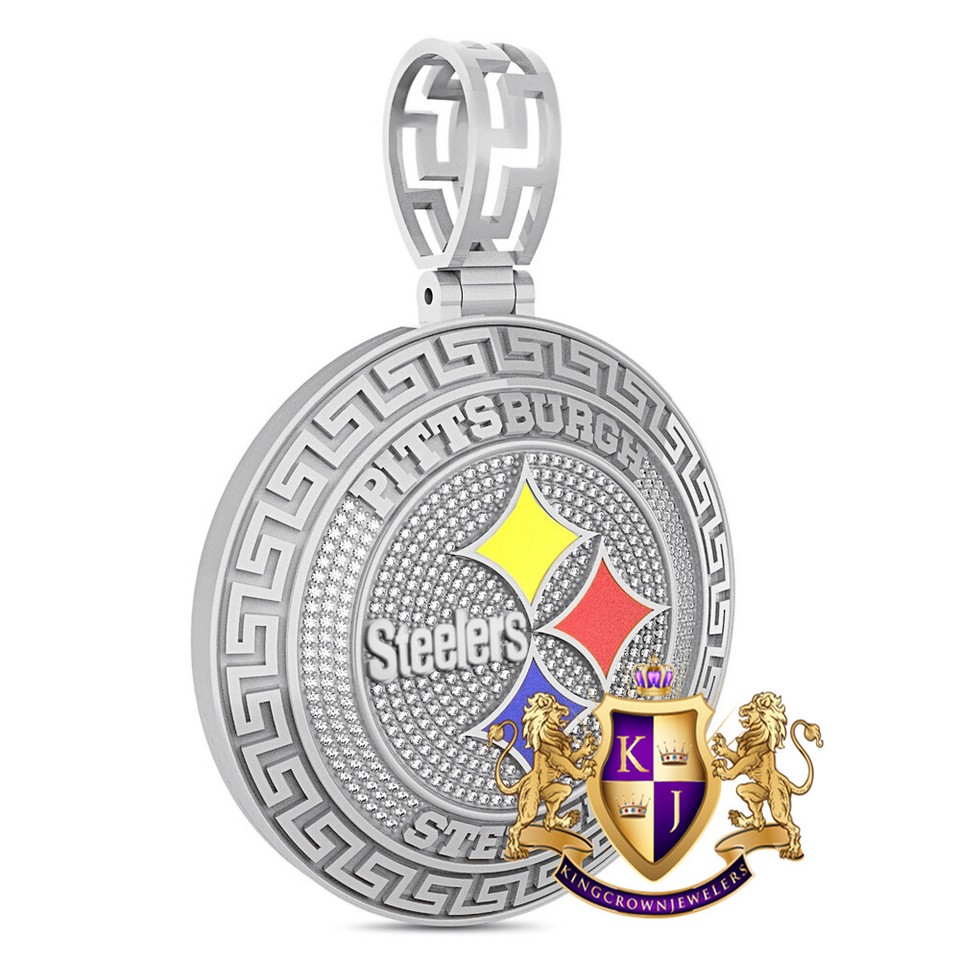 Real Genuine Diamond 0.90 Cwt. Pittsburgh Steelers Sports Pendant Charm ...