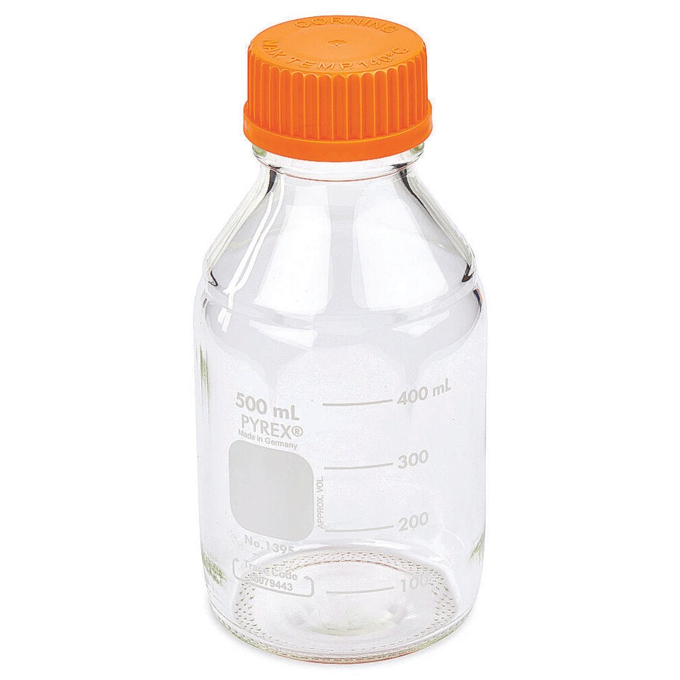 PYREX 1395-500, 500ml Round Media Storage Bottle w/ GL45 Screw Cap ...