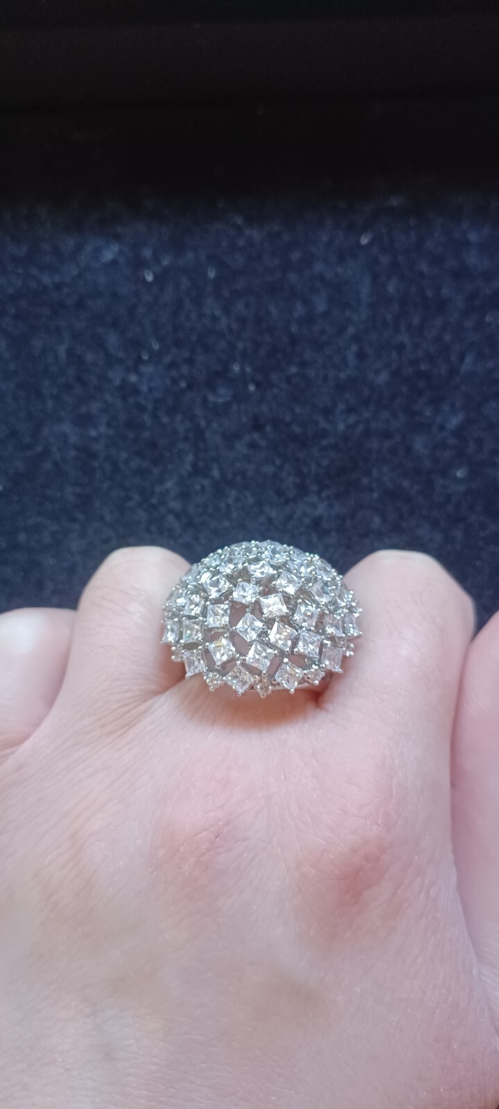 NEW! QVC Nolan Miller Sizes 7 & 9 Square Dome Austrian Crystal Rhodium ...