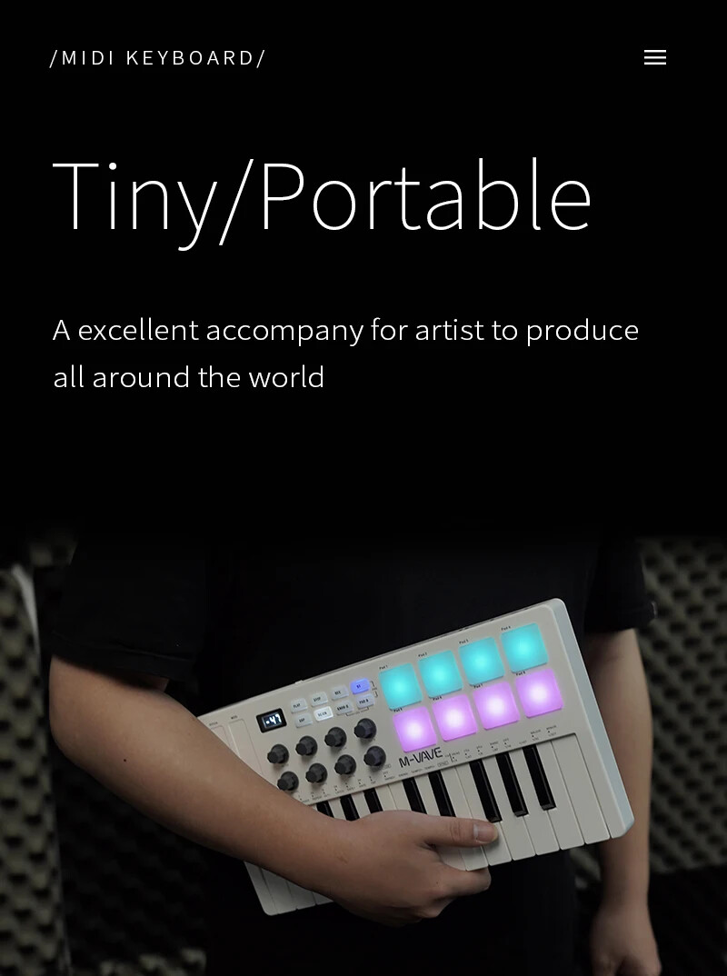 M-VAVE SMK-25 USB MIDI Keyboard Controller Mini 25 Keys Wireless with ...