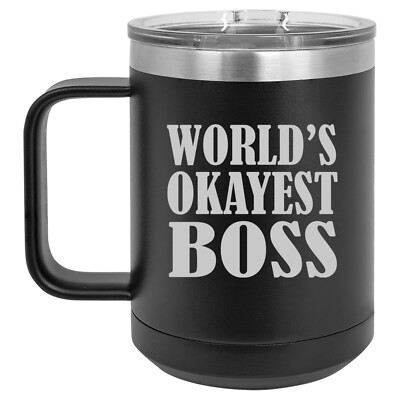 15oz Tumbler Coffee Mug Handle & Lid Travel Cup Insulated World's ...