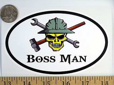 Bossman Skull 3 1/2" x 5" Oval Euro Bumper Sticker B1151 | eBay