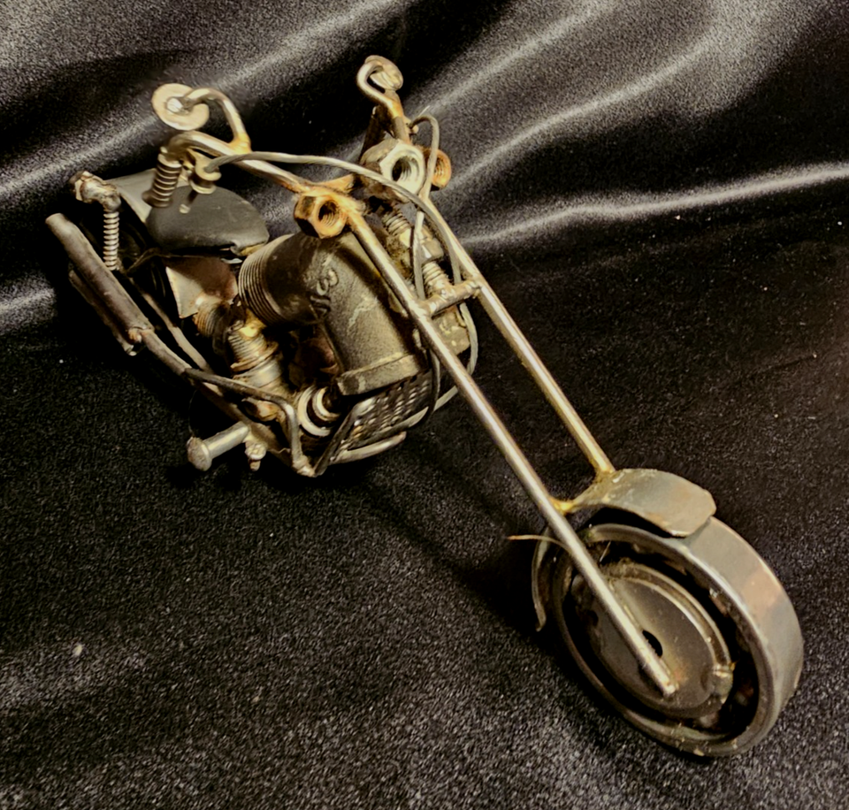 Harley Chopper Motorcycle Welded Metal Sculpture , Nuts Bolts ...