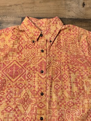 Reyn Spooner Surf Pendleton Shirt Mens Small Orange Geometric Aloha ...