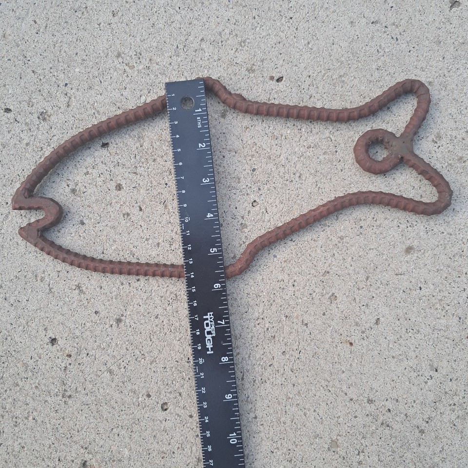 Rustic Rebar Fish Sculpture Folk Art Yard Garden Decor Metal Wall ...