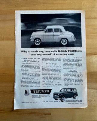 1959 Print Ad Triumph British best engineered | eBay