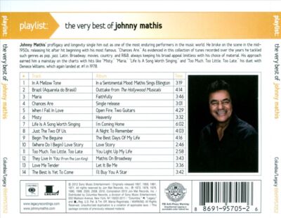 JOHNNY MATHIS PLAYLIST: THE VERY BEST OF JOHNNY MATHIS NEW CD ...