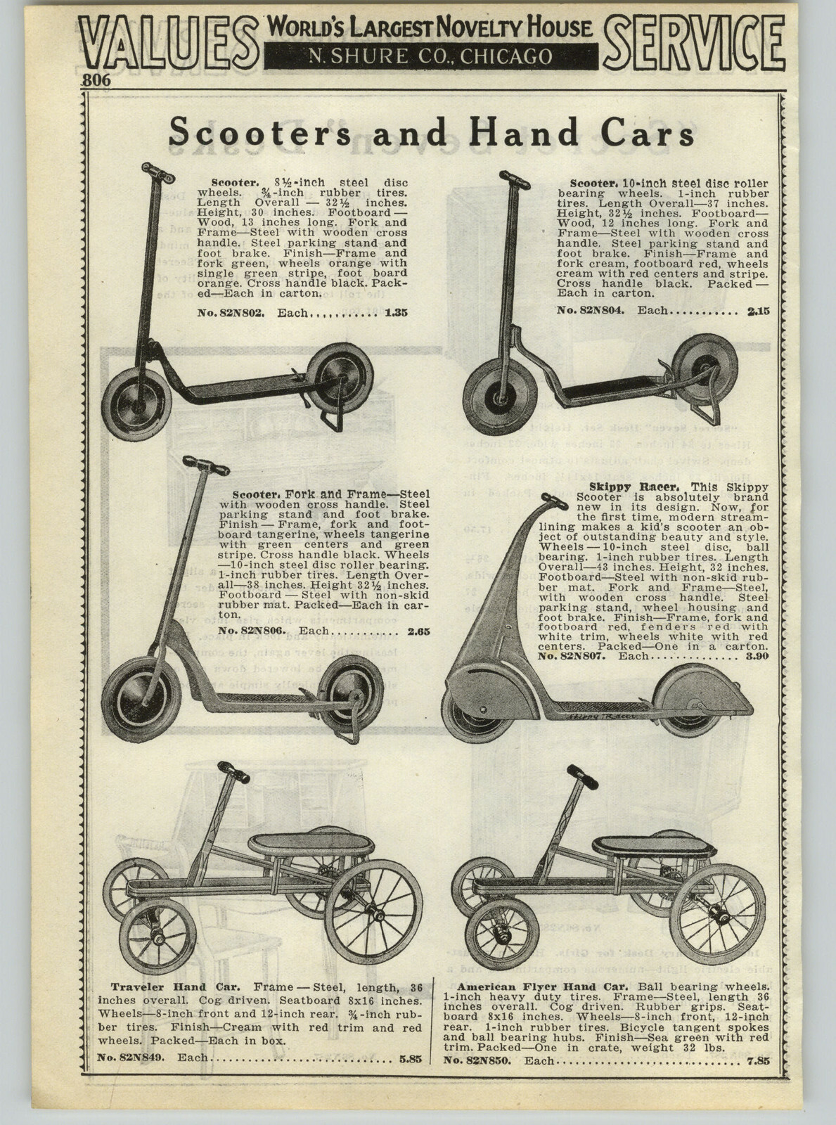 1935 PAPER AD Skippy Racer Toy Play Sidewalk Scooter American Flyer ...