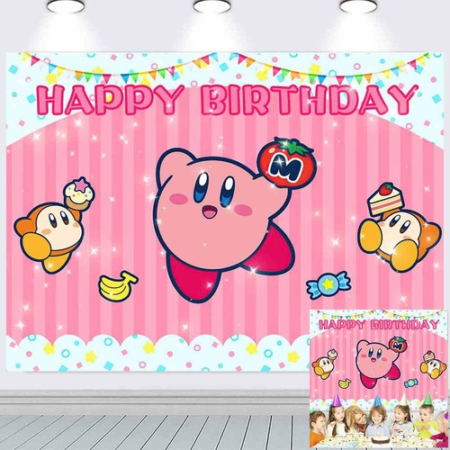 Kirby Party Supplies Birthday Decoration Backdrop Banner Pink For Girls ...
