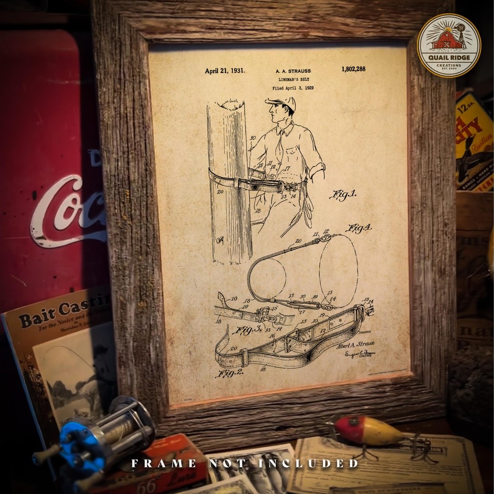 Power Lineman Patent Print Cable Rigger Journeyman School Office Wall ...