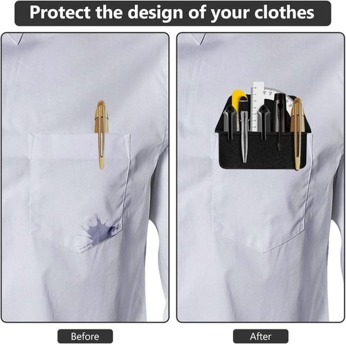 Pen Pocket Protector, 2 Pieces PU Leather Holder Organizer Black | eBay