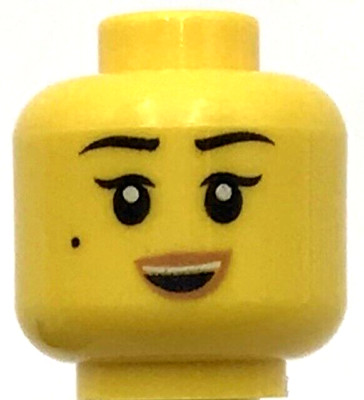 Lego New Yellow Minifigure Head Dual Sided Female Black Eyebrows Beauty ...