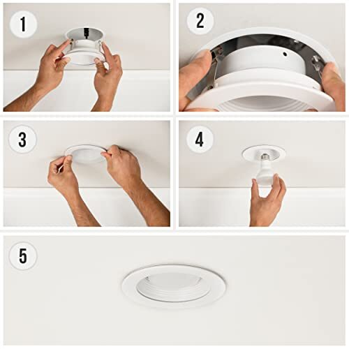 6-Pack PROCURU 4" Recessed Can Light Metal Trim with Step Baffle White ...