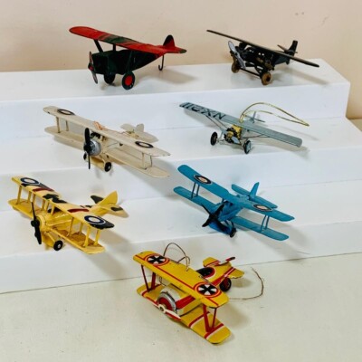 Collection of Vintage Metal Toy Airplanes by Cragstan, ZZ Tin Biplane ...