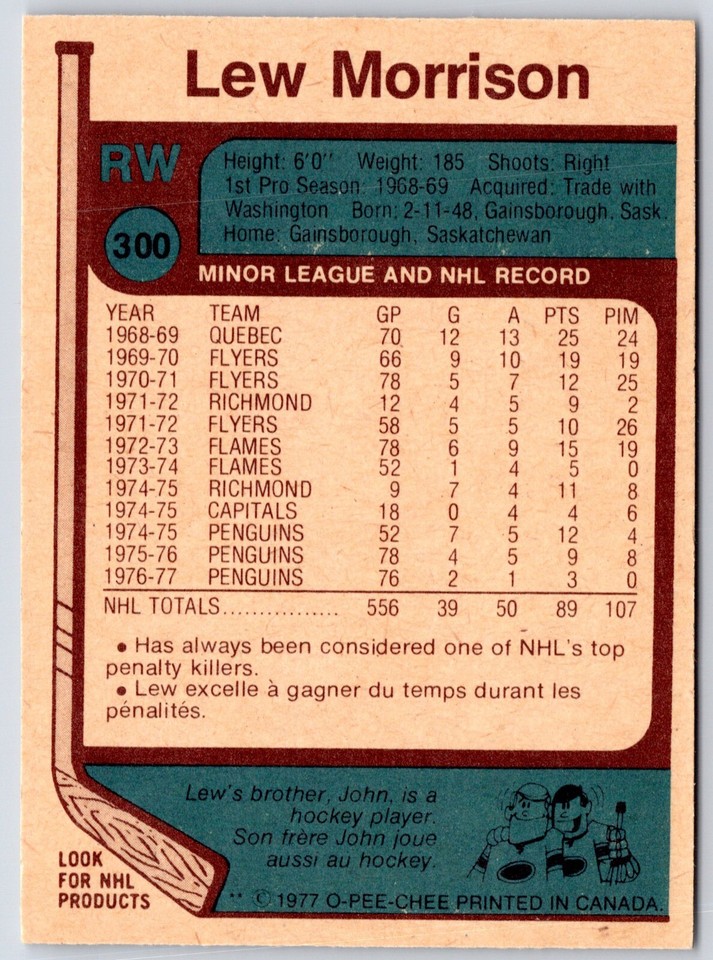 LEW MORRISON 1977-78 O-PEE-CHEE 77-78 NO 300 EXMINT+ 54288 | eBay