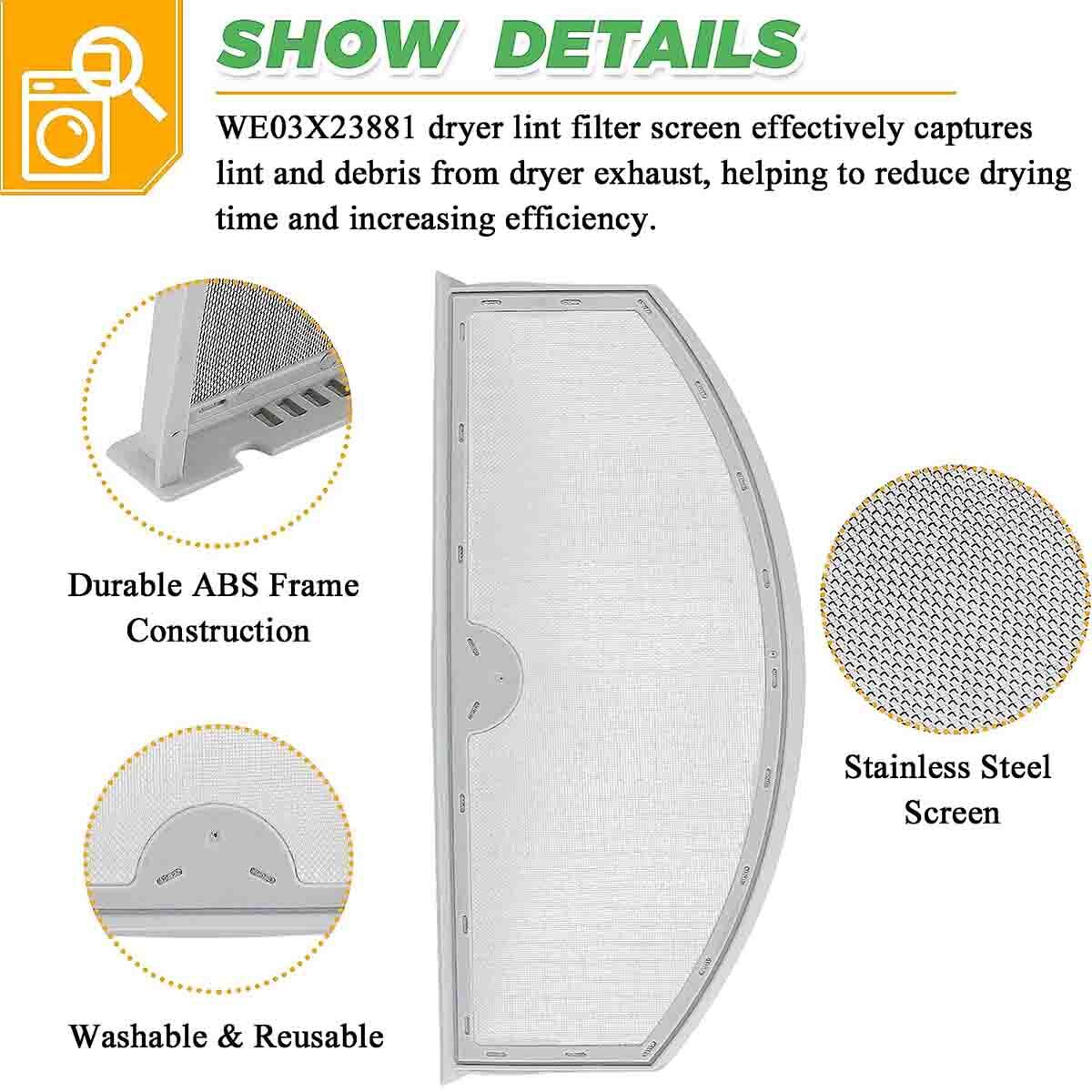 WE03X23881 Dryer Lint Filter Assembly Replacement For GE Dryer ...