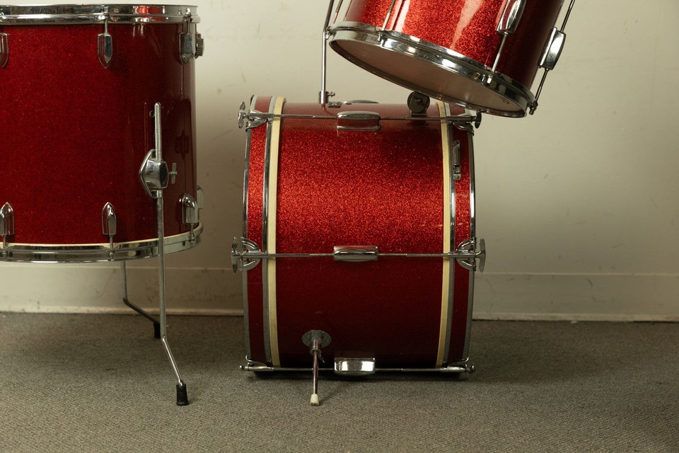 Vintage Dixie Red Sparkle Drum Set 12x18 8x12 16x16 and 5x13 | eBay