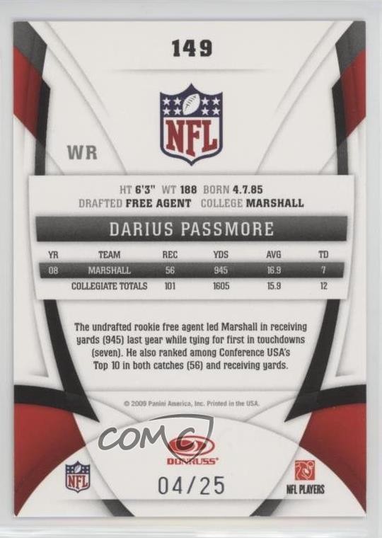 2009 Certified New Generation Mirror Gold /25 Darius Passmore #149 ...